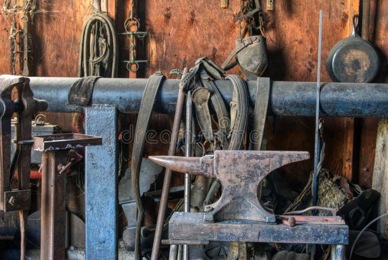 Anvil in Rustic Barn Workshop Stock Photo - Image of workshop, anvil ...