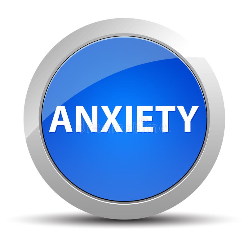 Anxiety blue round button stock illustration. Illustration of ...