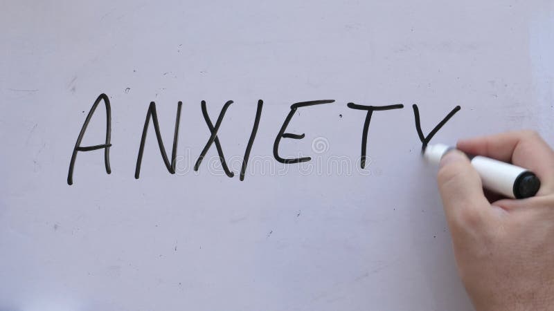 Anxiety Concept Written in Hand Write on Whiteboard Stock Footage ...