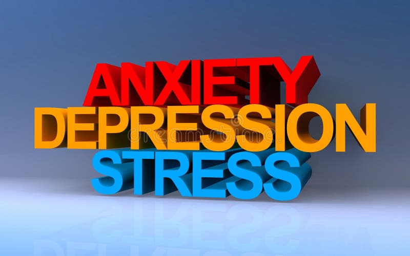 Anxiety Depression Stress on Blue Stock Illustration - Illustration of ...