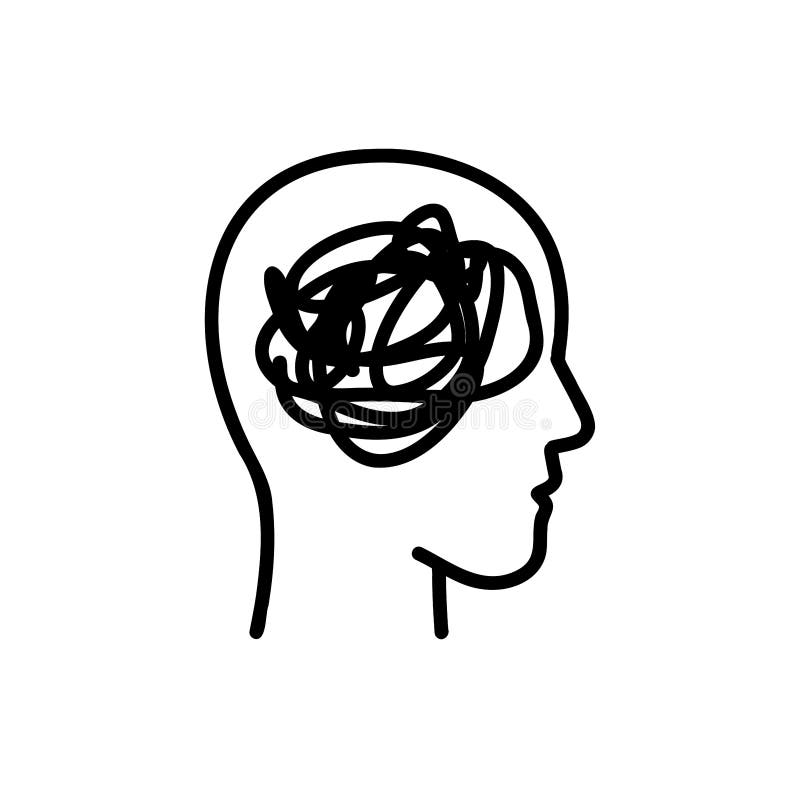 Anxiety Doodle Icon Vector Color Line Illustration Stock Vector