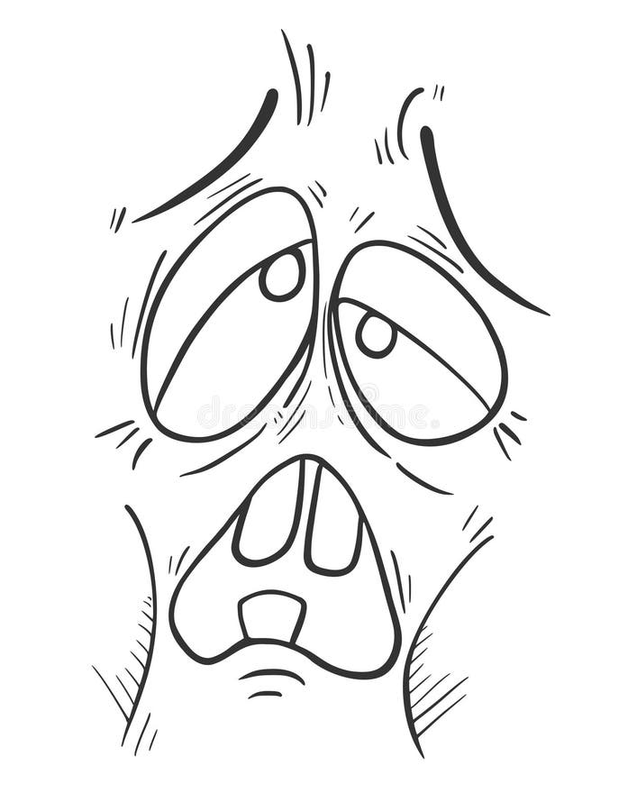 Anxiety Hand Draw Cartoon Expression Stock Vector - Illustration of ...
