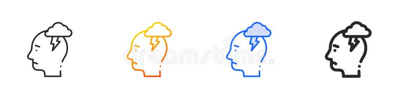 Anxiety Icon.Thin Linear, Gradient, Blue Stroke and Bold Style Design ...