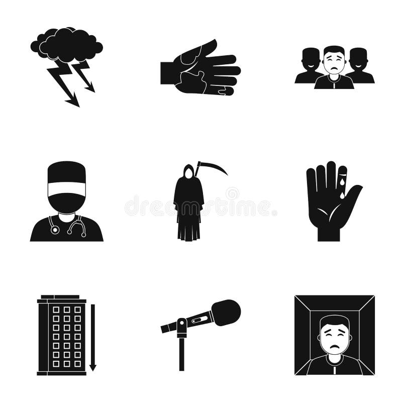 Anxiety and Stress Icon Set, Simple Style Stock Vector - Illustration ...