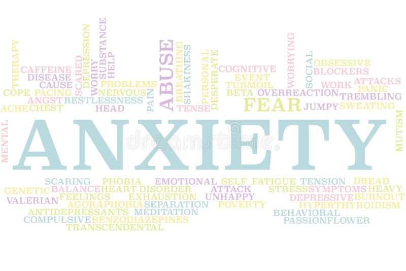 Anxiety word cloud stock illustration. Illustration of angst - 140632756