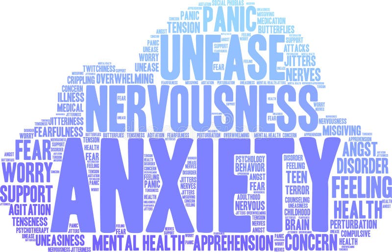 Anxiety Word Cloud stock illustration. Illustration of counseling ...
