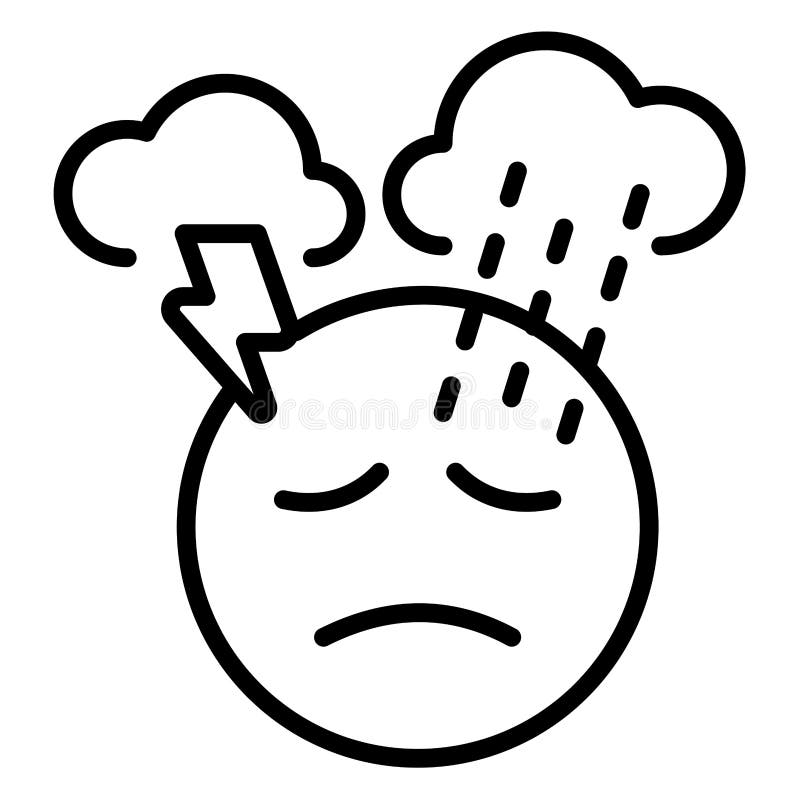 Anxiety Worry Overwhelmed Single Isolated Icon with Outline Style Stock ...