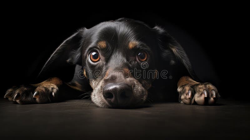 Anxious afraid dog stock illustration. Illustration of petrified ...