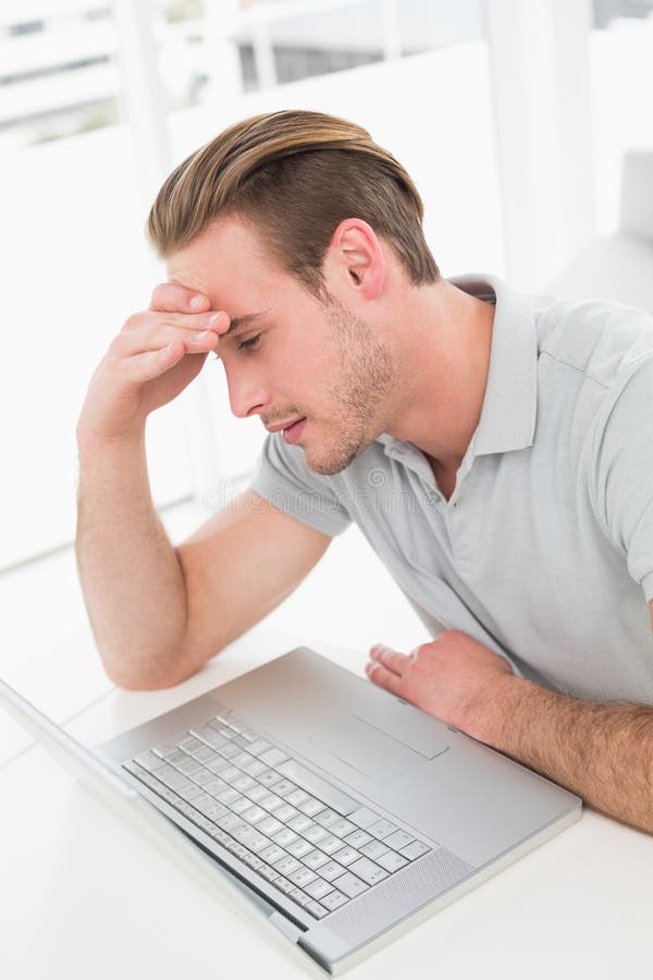 Anxious Businessman Working with Laptop Stock Image - Image of notebook ...