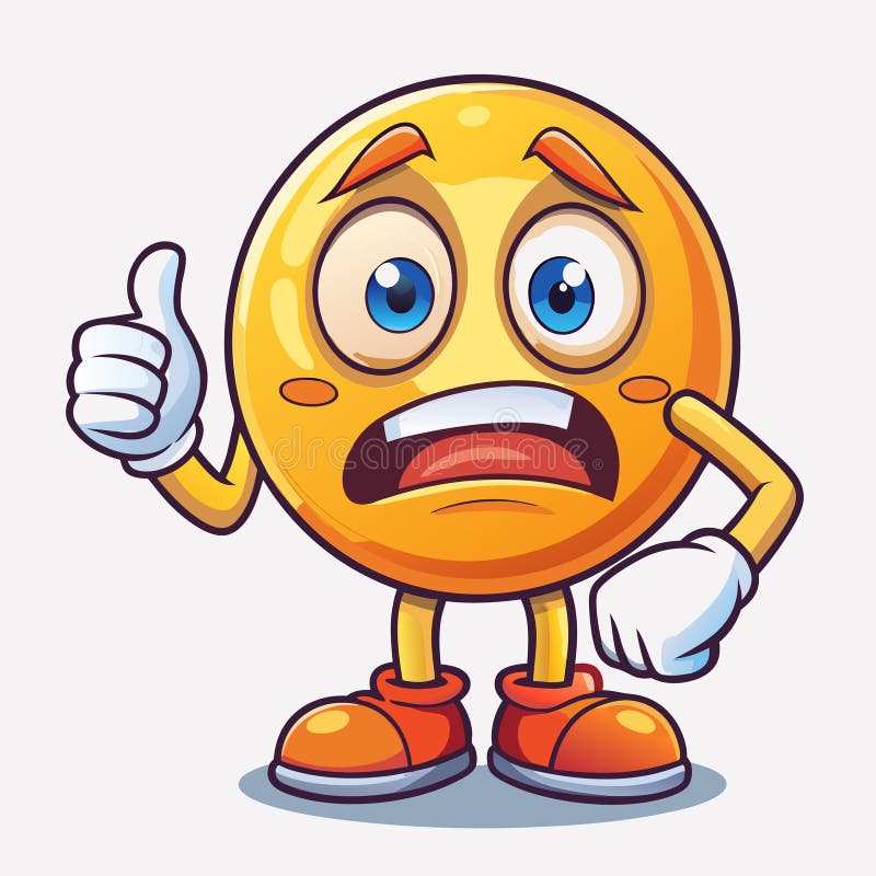 Anxious, Cartoon Emoticon Giving a Thumbs-up Gesture Stock Vector ...