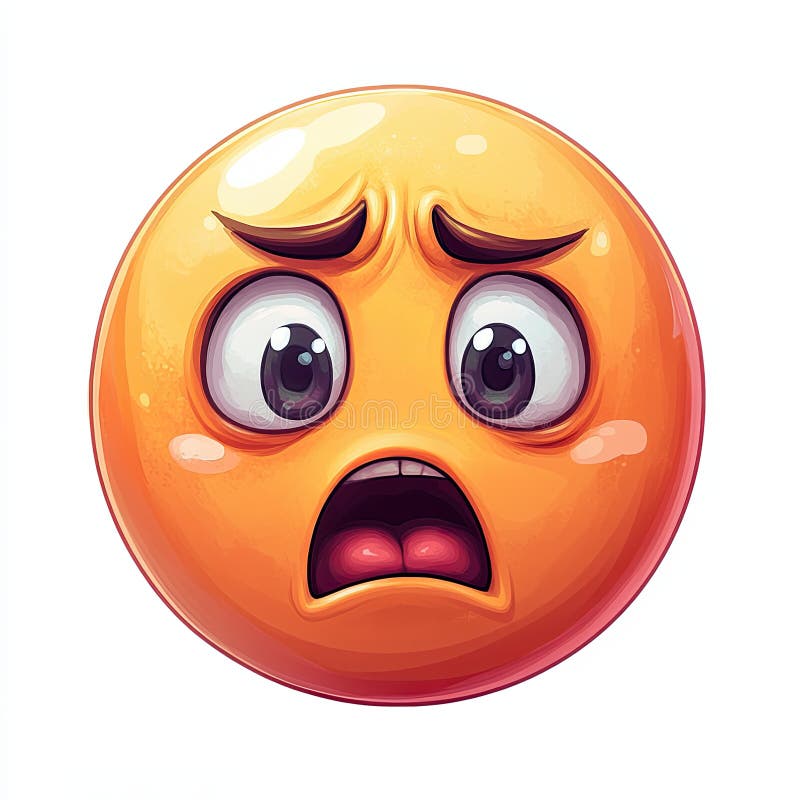 Anxious Chibi Emoji with Worried Expression and Biting Lip Stock ...