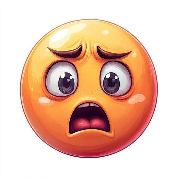 Anxious Chibi Emoji with Worried Expression and Biting Lip Stock ...