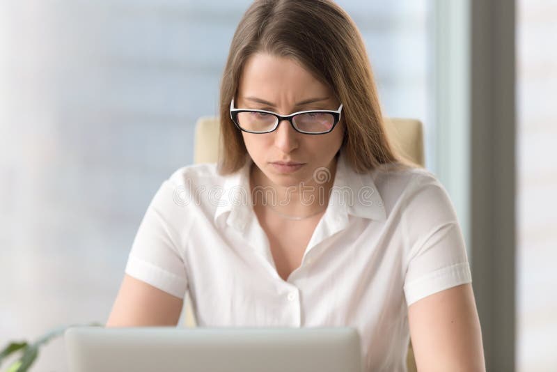 Anxious Confused Businesswoman Having Problem with Pc Laptop, he Stock ...