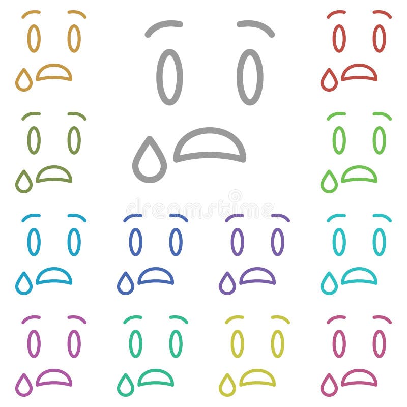 Anxious, Face Multi Color Icon. Simple Thin Line, Outline Vector of ...