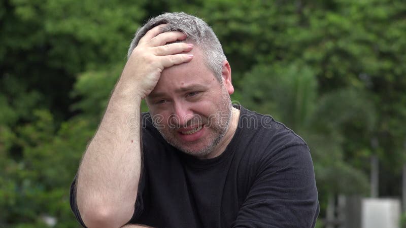 Anxious Fat Middle Aged Man Stock Video - Video of nervousness ...