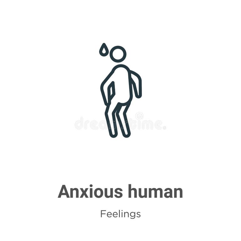 Anxious Human Outline Vector Icon. Thin Line Black Anxious Human Icon ...