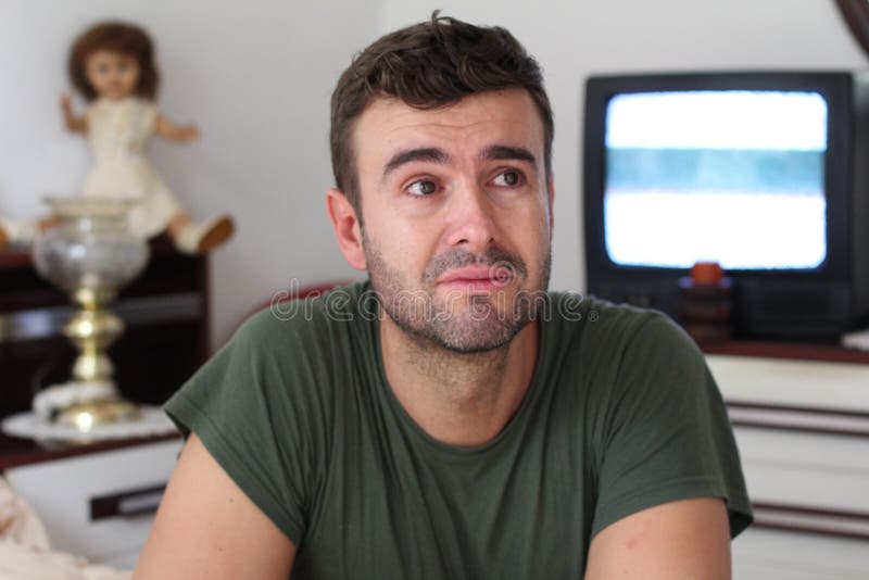 Anxious Man Watching Tv Static Stock Image - Image of coronavirus ...