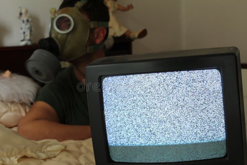 Anxious Man Watching Tv Static Stock Image - Image of contagious ...