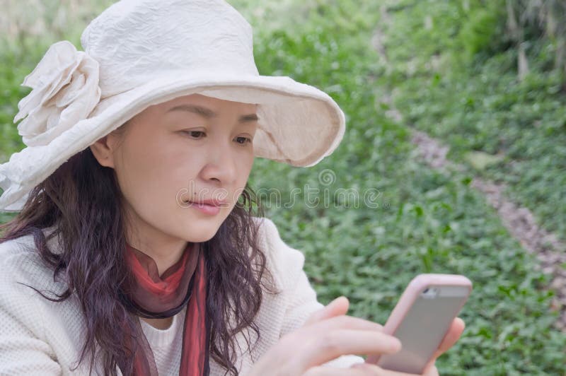 An Anxious Mother Expecting Message Stock Image - Image of email ...