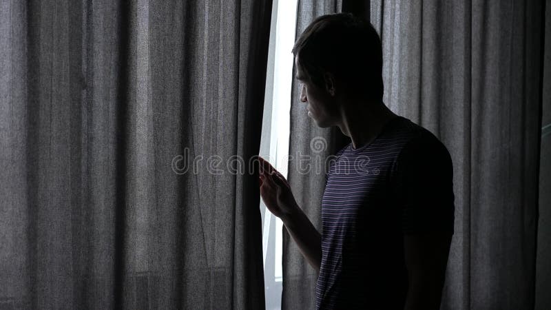 Man Looking Out of the Window Stock Video - Video of hiding, looking ...