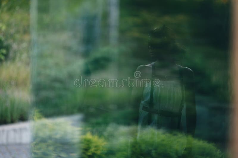 Anxious Woman Looking at Her Own Reflection Feeling Regret and ...