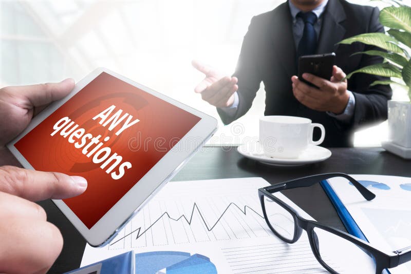 ANY Questions and CLIENTS CONSULTING Stock Photo - Image of communicate ...