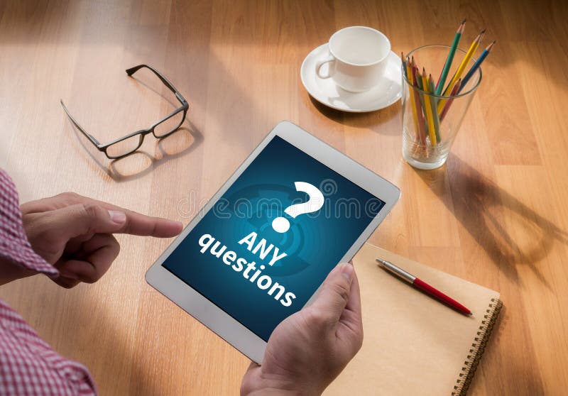 ANY Questions and CLIENTS CONSULTING Stock Photo - Image of certificate ...