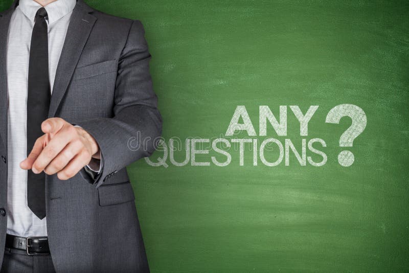 Any Questions Concept on Green Blackboard Stock Photo - Image of ...