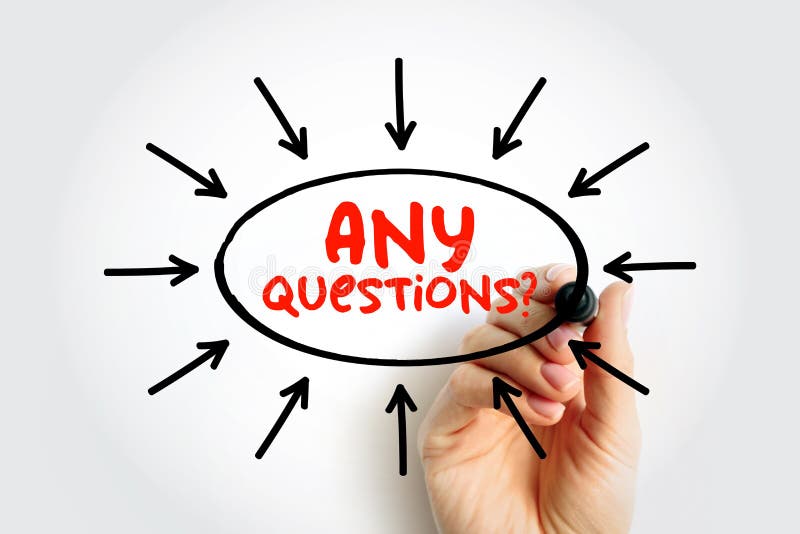 Any Questions Question Text with Arrows, Concept for Presentations and ... Any Questions Question Text with Arrows, Concept for Presentations and ...