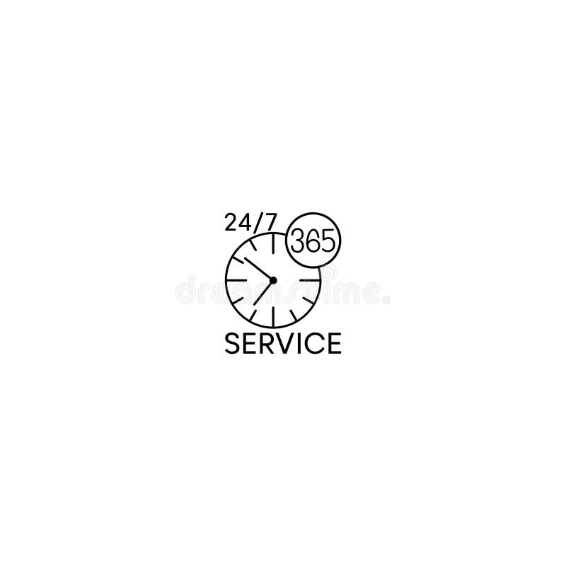 Any Time Working Service or Support Icon. 24 7 365 Clock Service Icon ...
