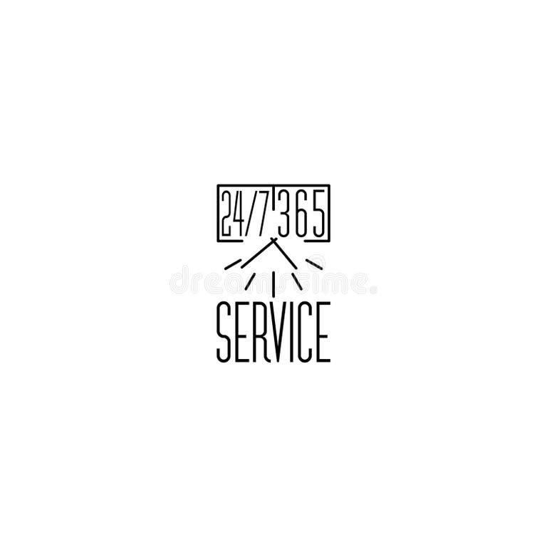 Any Time Working Service or Support Icon. 24 7 365 Clock Service Icon ...