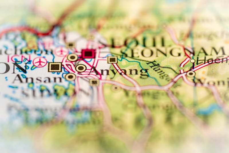 Anyang, South Korea Highlighted on a World Map Stock Image - Image of ...