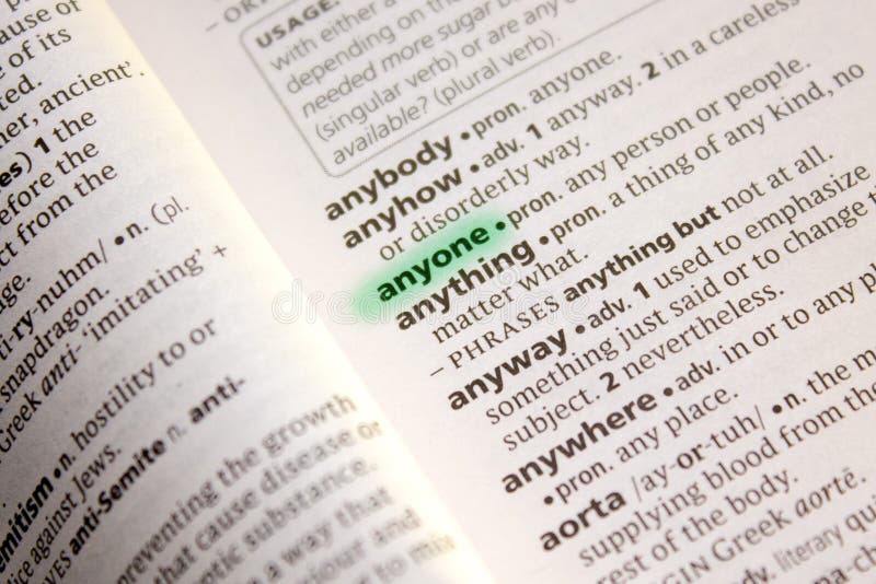 Anyone Word or Phrase in a Dictionary Stock Image - Image of definition ...