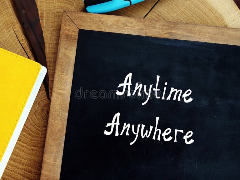 Anytime Anywhere Sign on the Page Stock Photo - Image of business, sign ...