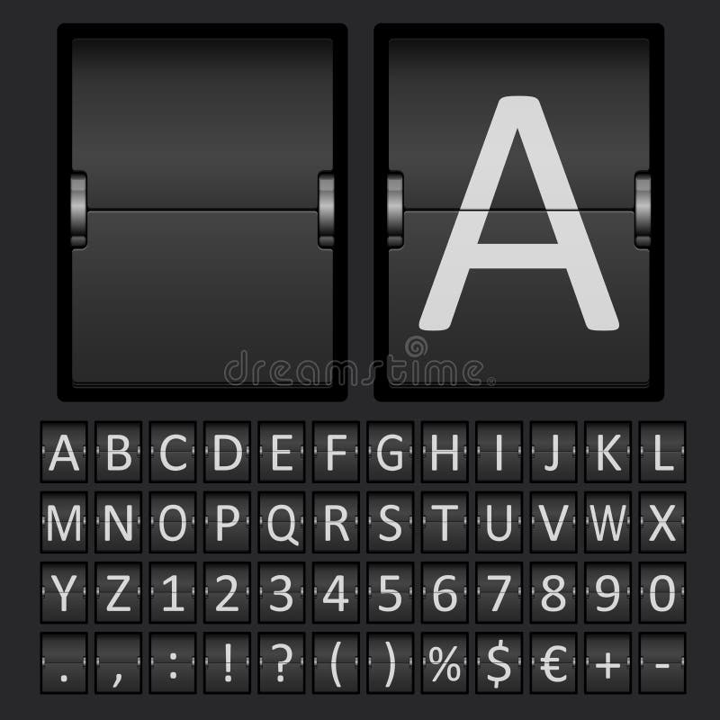 Anzeigetafel-Zeichen-und Zahl-Alphabet Vektor Abbildung - Illustration ...