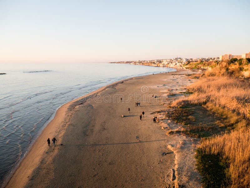 Anzio Beach View at Daytime Stock Image - Image of highlight, people ...