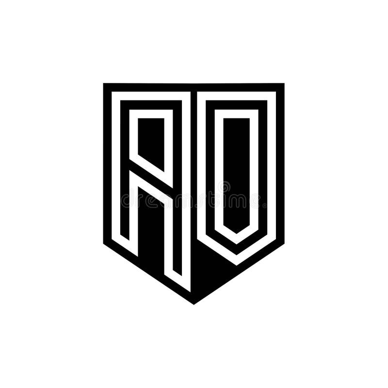 AO Logo Monogram Shield Geometric White Line Inside Black Shield Color ...