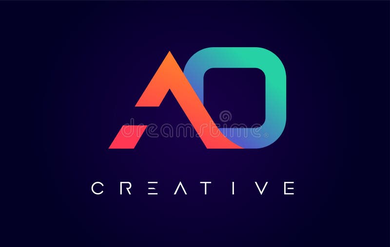 AO Logo Letter Design with Modern Creative Concept and Orange Blue ...