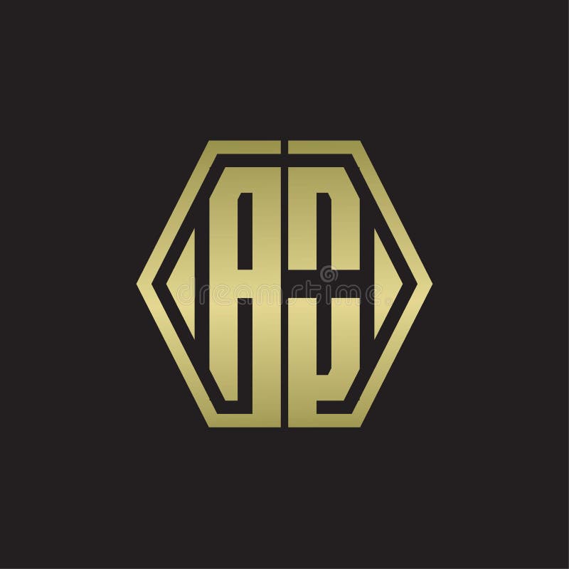 AO Logo Monogram with Hexagon Line Rounded Design Template with Gold ...