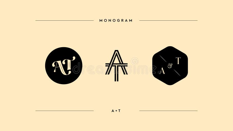 Artistic Monogram a & T: Timeless Elegance in Three Styles. Vector ...