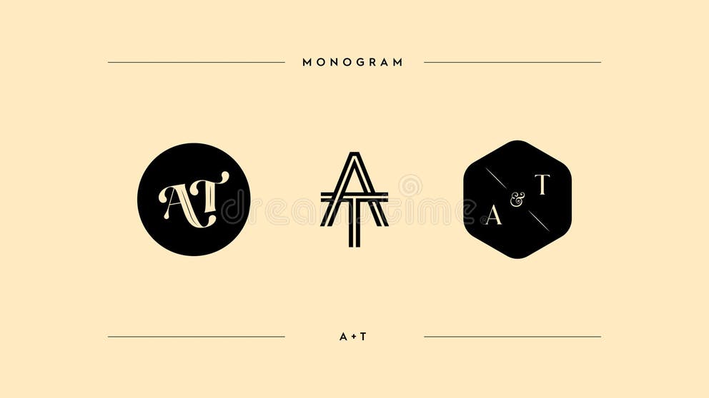 Artistic Monogram a & T: Timeless Elegance in Three Styles. Vector ...