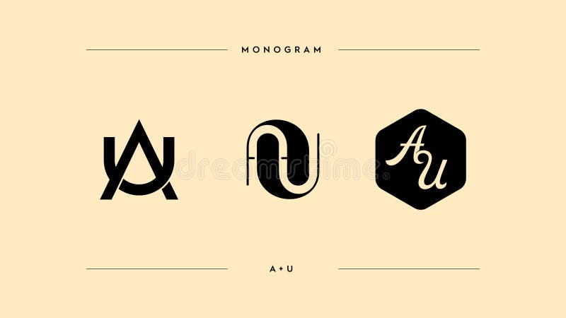 A U Monogram in Three Styles. Visual Symphony of Styles. Stock Vector ...
