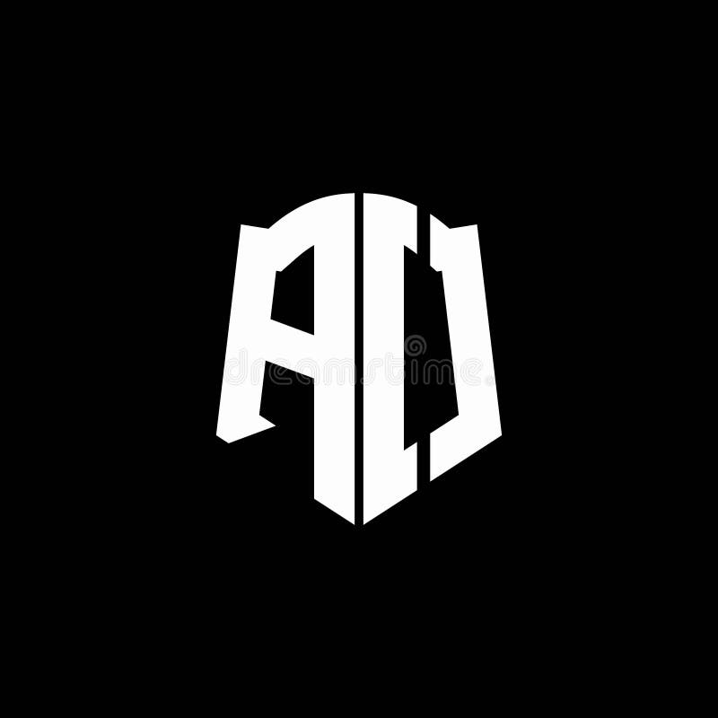 AO Monogram Letter Logo Ribbon with Shield Style Isolated on Black ...