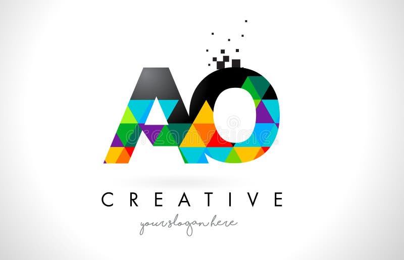 AO a O Letter Logo with Colorful Triangles Texture Design Vector Stock ...