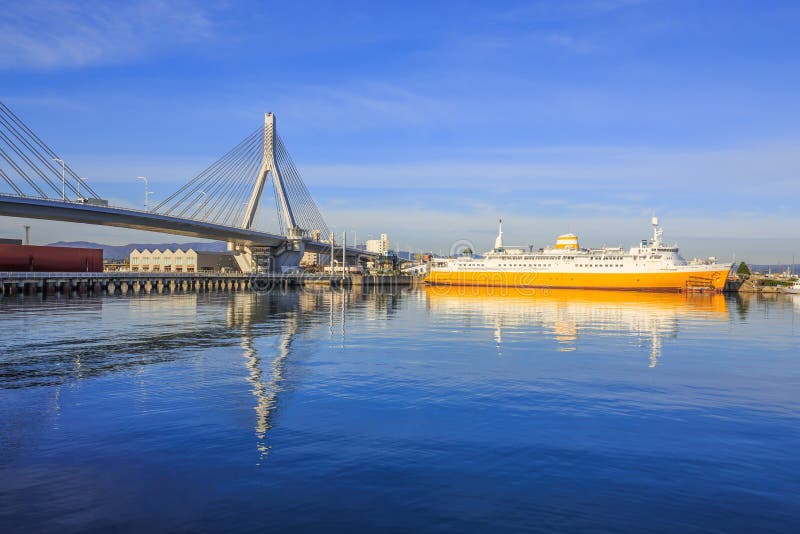 Aomori Bay Bridge - Aomori, Japan Stock Image - Image of town, metro ...