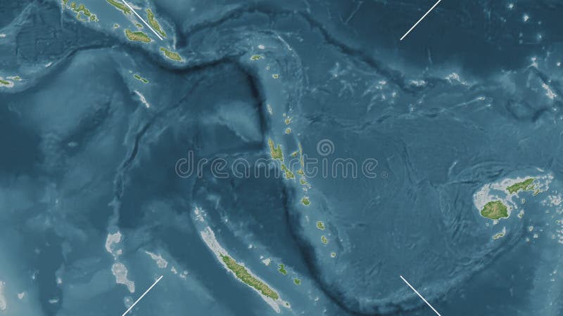 Aore Island in the Coral Sea. Physical Map. Slide Stock Video - Video ...