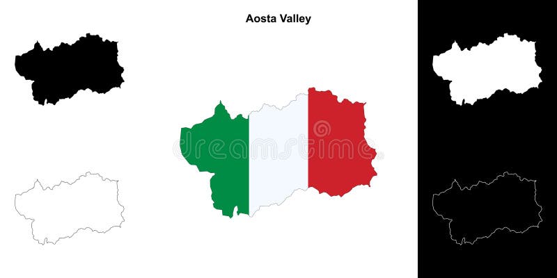 Aosta Valley outline map stock vector. Illustration of valley - 323628754