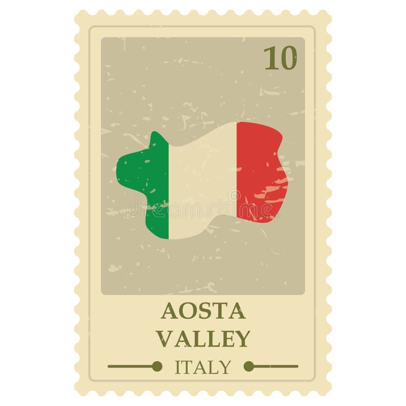 Aosta Valley Map Postage Stamp. Vector Illustration Decorative Design ...