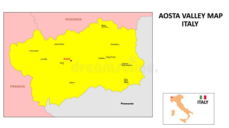 Aosta Valley Map. State and District Map of Aosta Valley Stock Vector ...