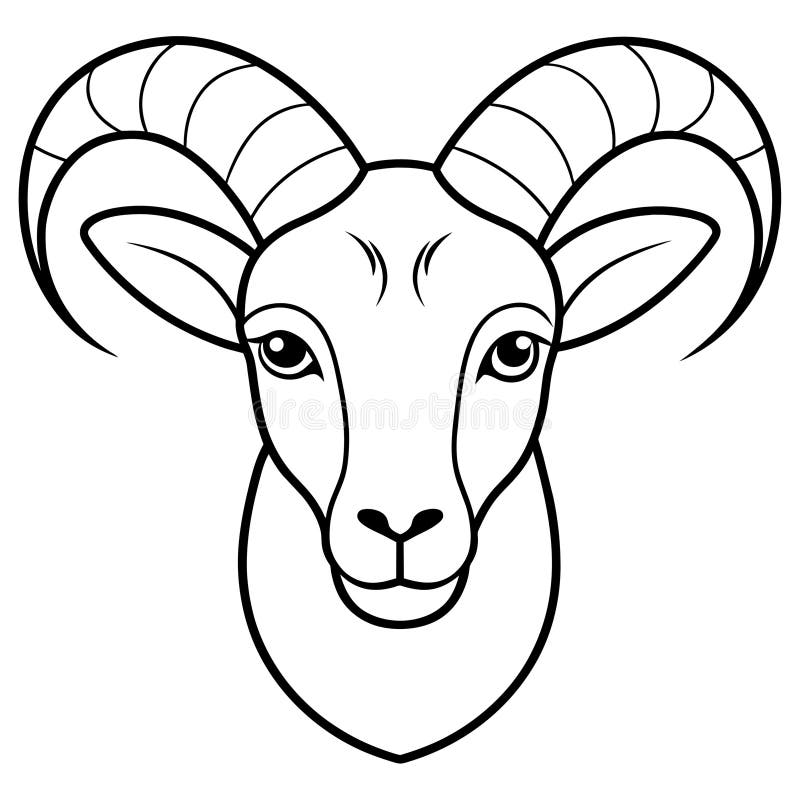 A Aoudad Sheep Face Vector. Stock Illustration - Illustration of sheep ...